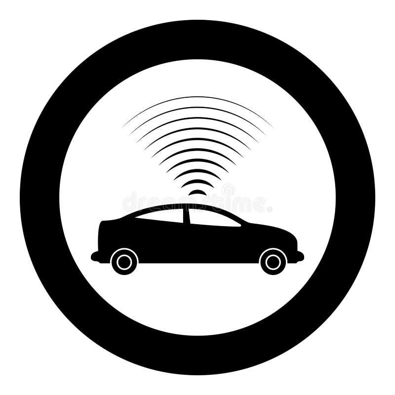 Car Radio Signals Sensor Smart Technology Autopilot Up Direction Icon ...