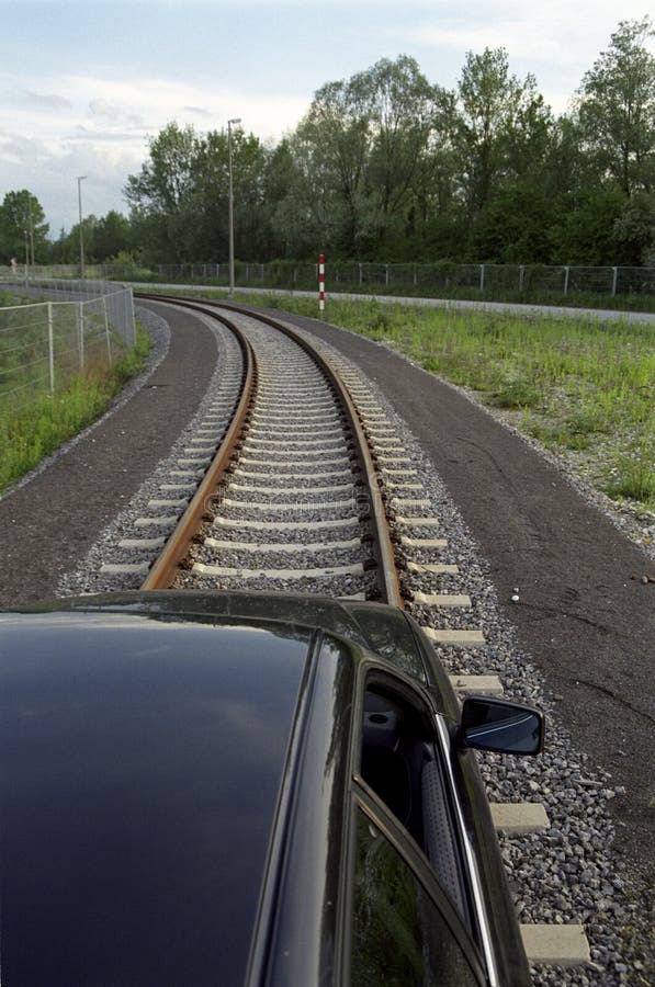 Car on rail 1 stock image. Image of black, driving, unique - 466185