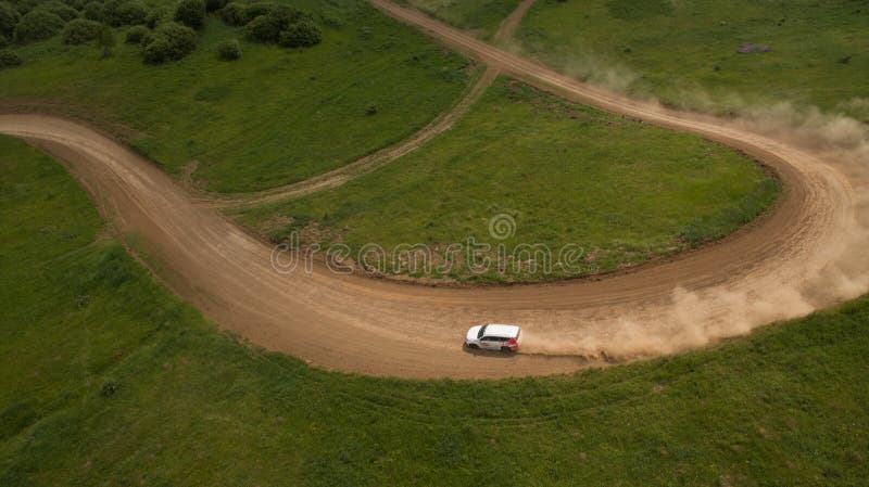 The Car Rally is a Top View. Stock Image - Image of line, path: 94415107