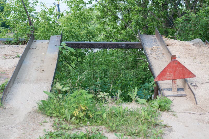Car ramp with stopper stock image. Image of green, broken - 74080863