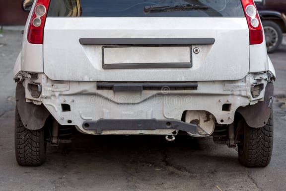 Car without rear bumper. stock image. Image of bumper - 91983799