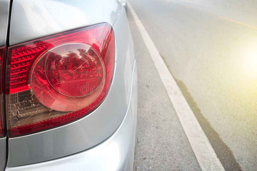 Car Rear Lamp with Sun Light Stock Image - Image of light, road: 78577841