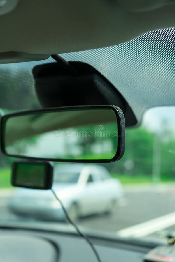 Car Rear View Mirror. Photograph of the Inside of the Car Stock Image ...