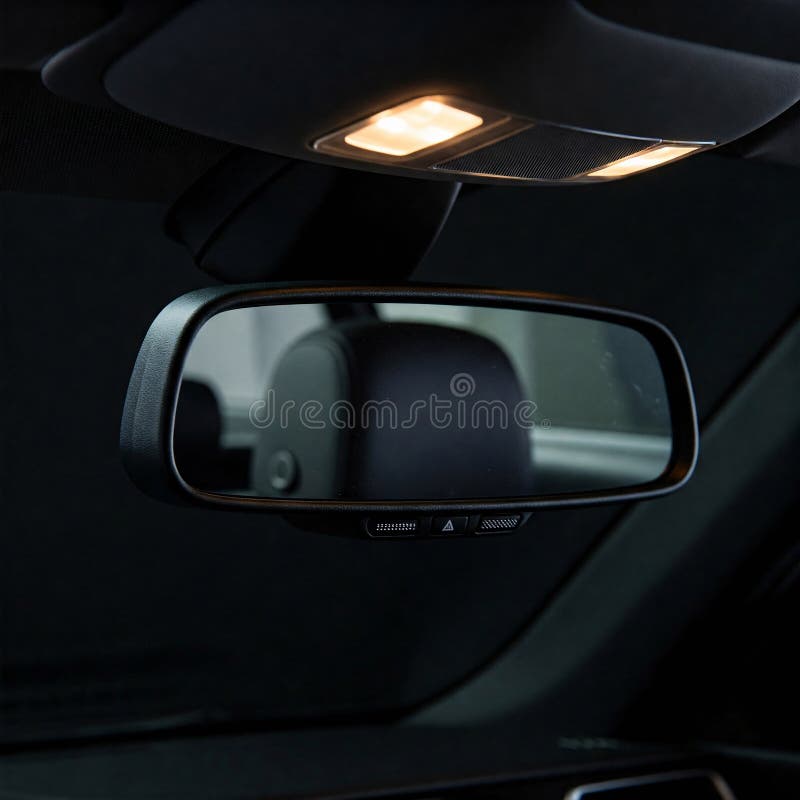 Car Rear View Mirror. Rear View Mirror of a Modern Car Front View Stock ...