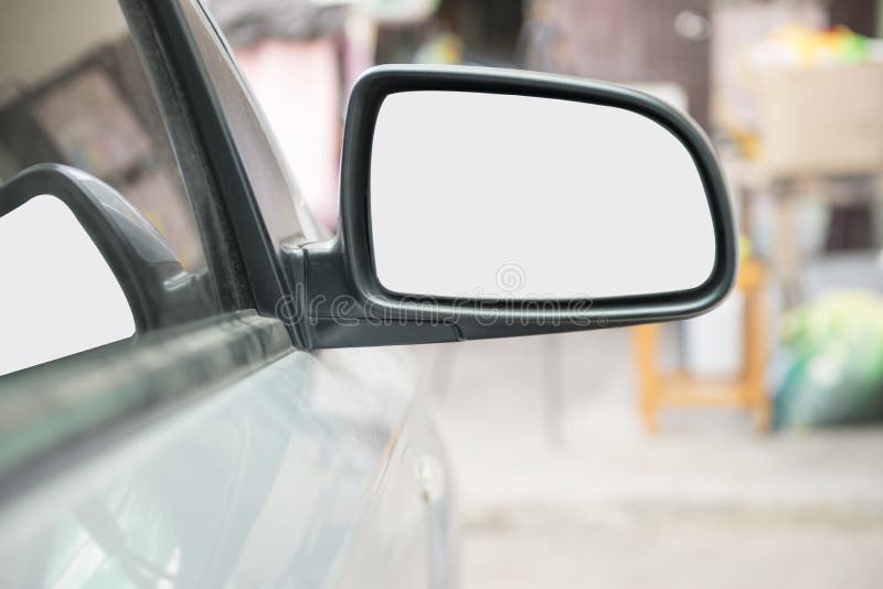 Car and Rear View Mirror on the Road Rearview Stock Photo - Image of ...