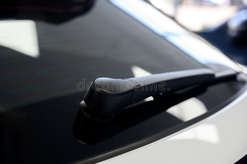 Car Rear Window Wiper. Close-up of Rear Window Wipers on a New Car ...