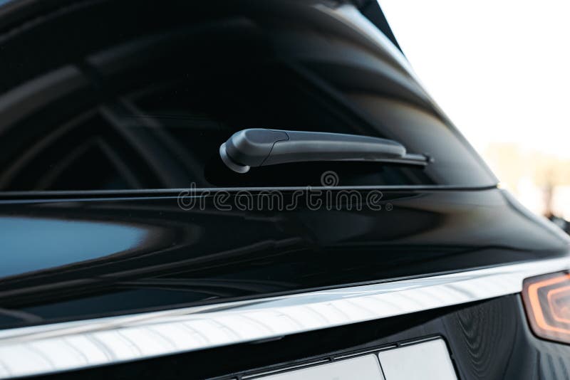 The Car Rear Wiper of a New Black Luxury Car Stock Image - Image of ...