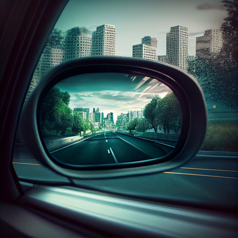 Car Rearview Mirror with City Road Reflection - AI Generated Image ...