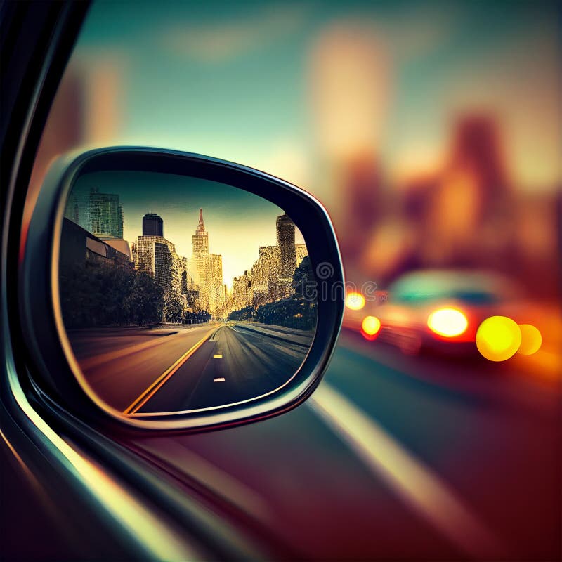 Car Rearview Mirror with City Road Reflection - AI Generated Image ...