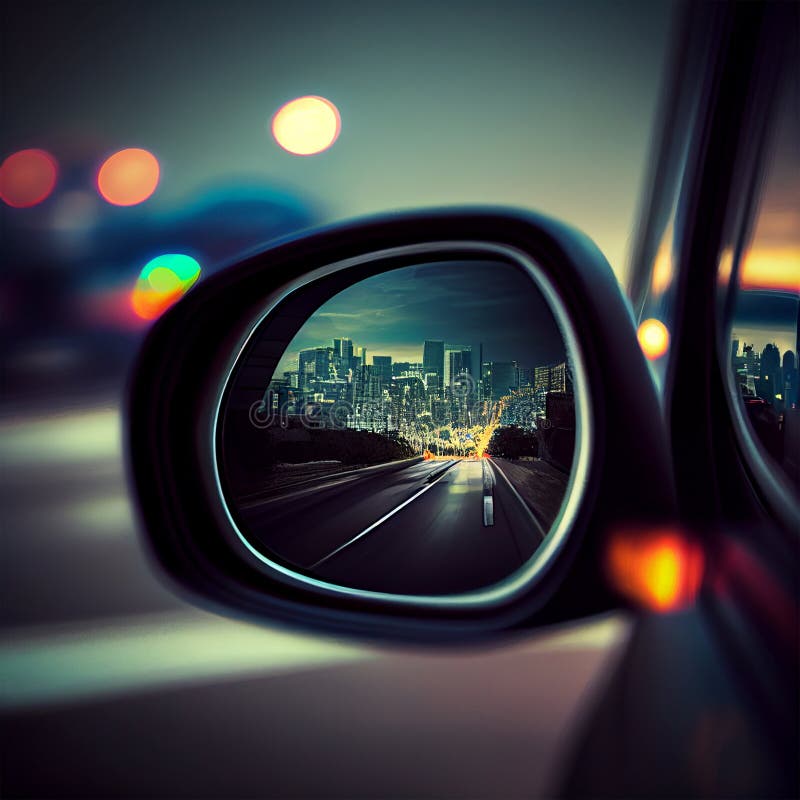 Car Rearview Mirror with City Road Reflection - AI Generated Image ...
