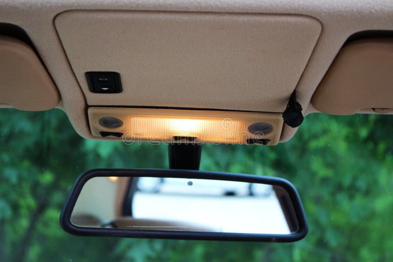 Middle mirror of a car stock illustration. Illustration of alarmed ...