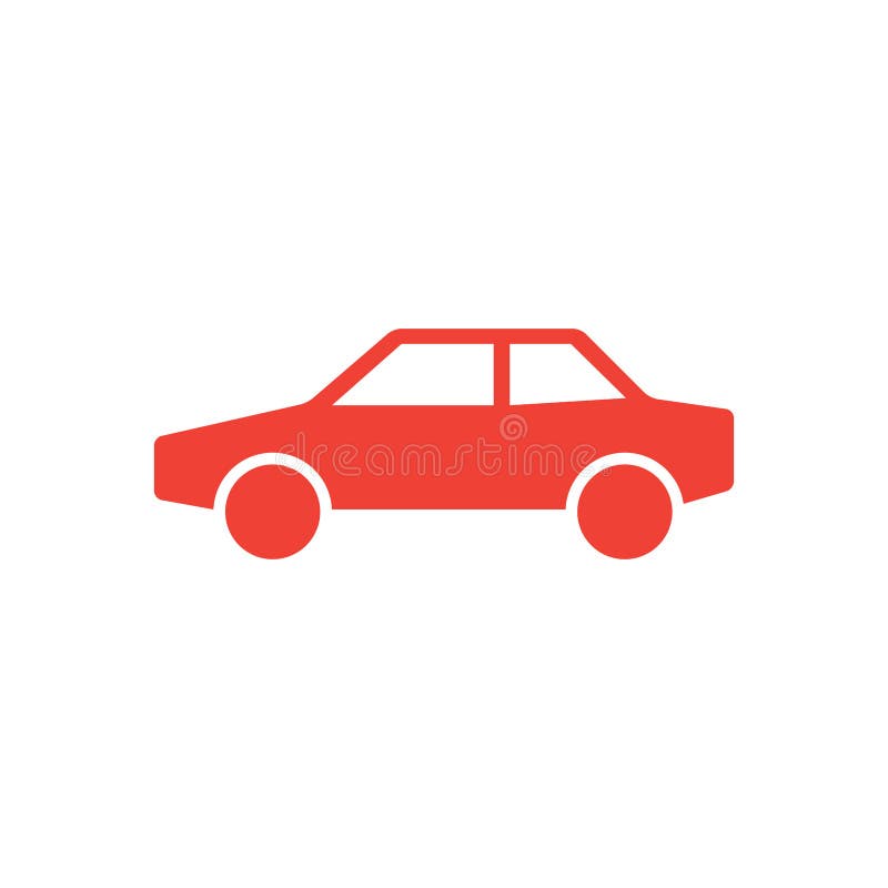 Car Red Icon on White Background. Red Flat Style Vector Illustration ...