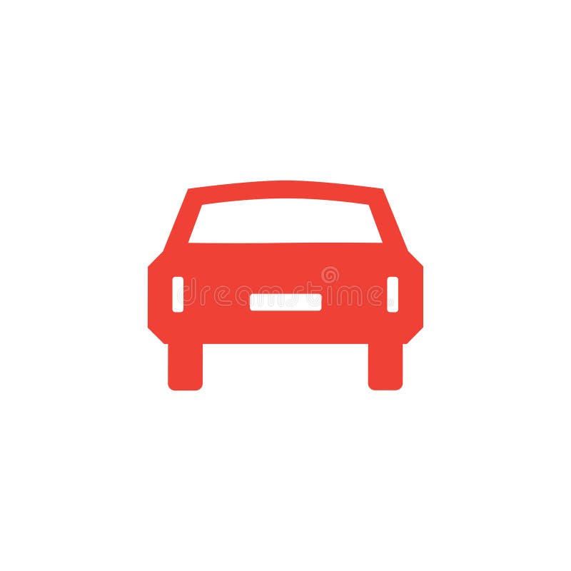 Car Red Icon on White Background. Red Flat Style Vector Illustration ...
