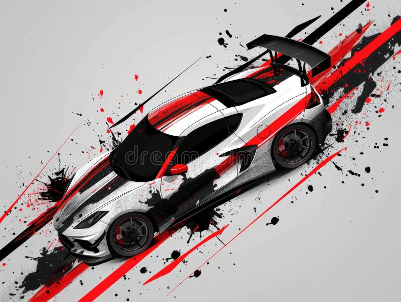 A Car with a Red Stripe on the Side is Driving Down a Road with ...