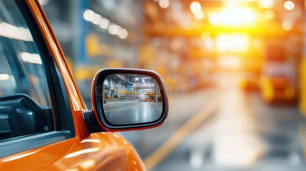 Car Reflection in Side Mirror, View from Vehicle S Perspective on the ...