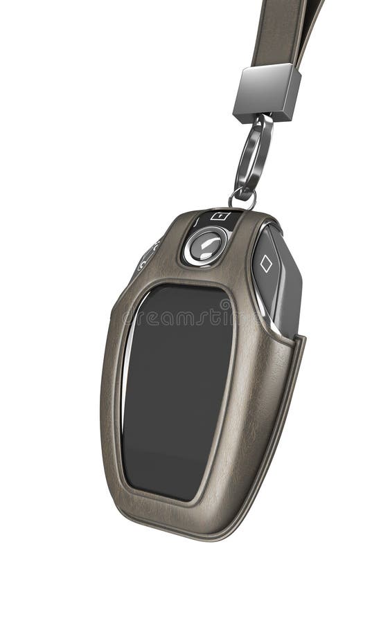 Car Remote Control Key in Lather Case Realistic 3d Render on White ...