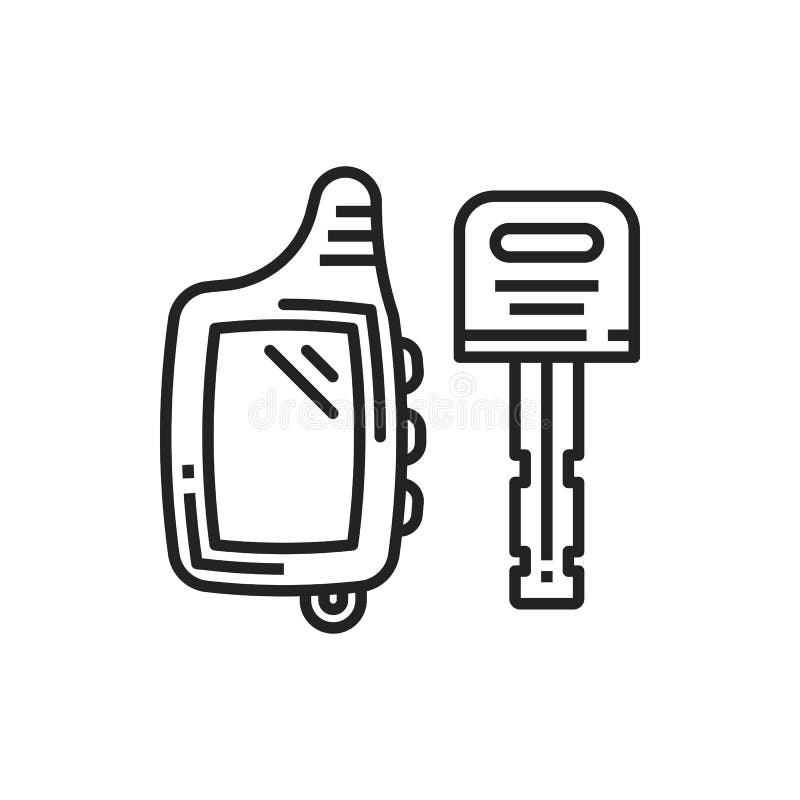 Car Remote Control and Key, Thin Line Icons Stock Vector - Illustration ...