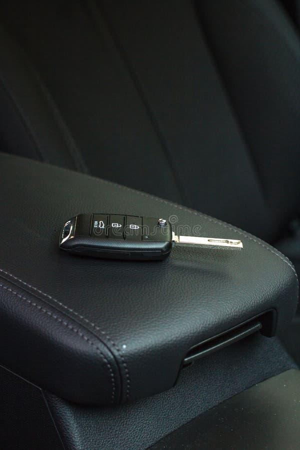 Car Remote Control Key in Vehicle Interior Stock Image - Image of ...