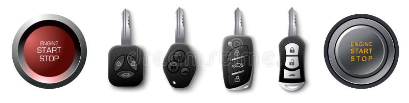 Car Remote Engine Start Key or Button Vector Stock Vector ...