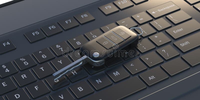 Car Remote Flip Key on a Black Computer Keaboard 3d Illustration Stock ...
