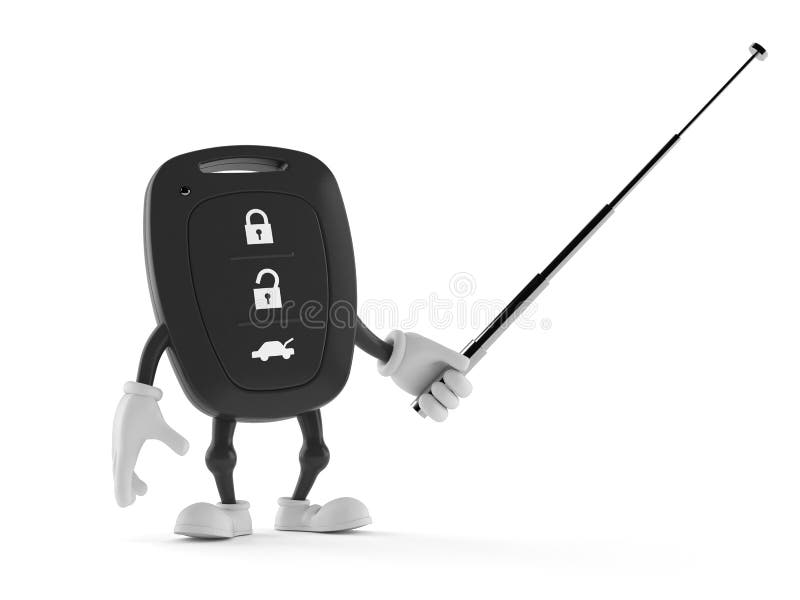 Car Remote Key Character Aiming with Pointer Stick Stock Illustration ...