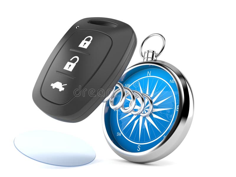 Car Remote Key with Compass Stock Illustration - Illustration of ...