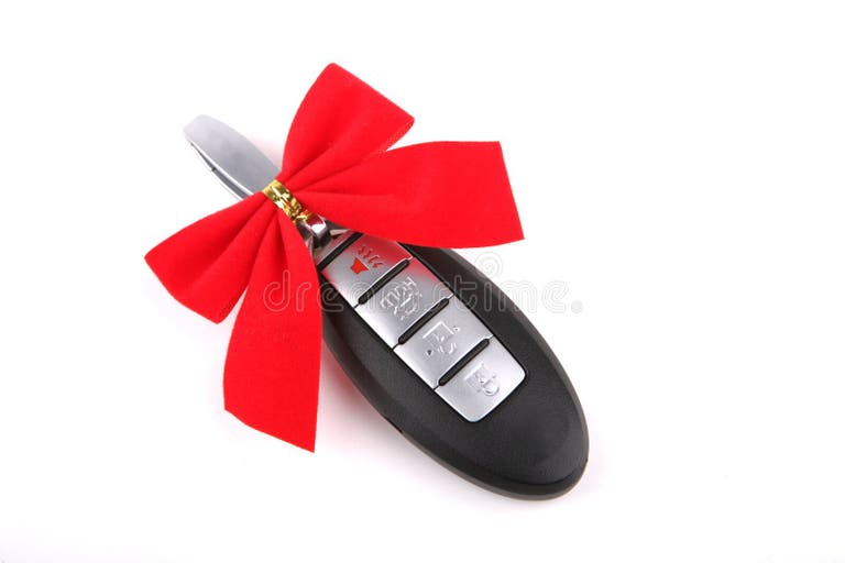 Car Remote Key with Red Ribbon Stock Photo - Image of button, rich ...