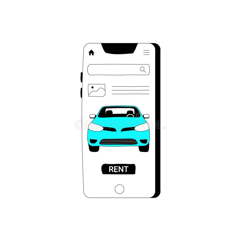 Car Rental Application Interface in Flat Vector Illustration ...
