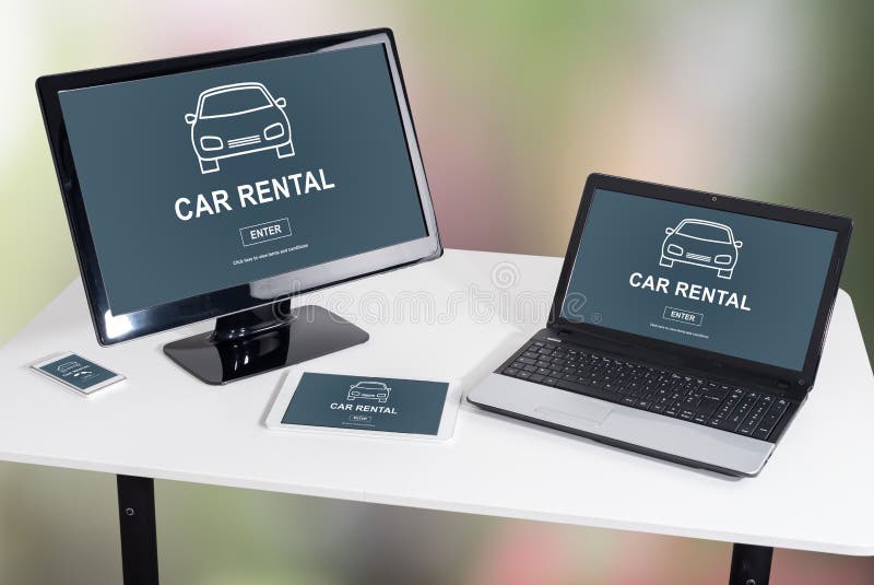 Car Rental Concept on Different Devices Stock Image - Image of rentals ...