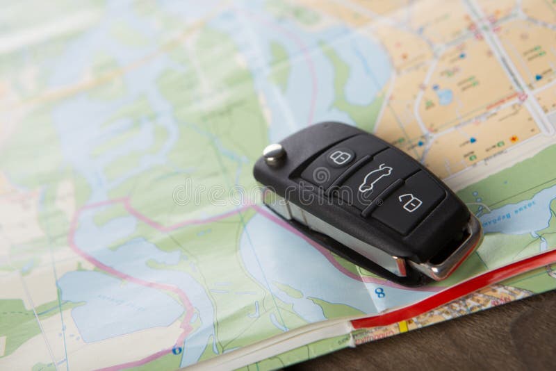 Car Rental Concept - Car Key on the Map Stock Image - Image of explore ...