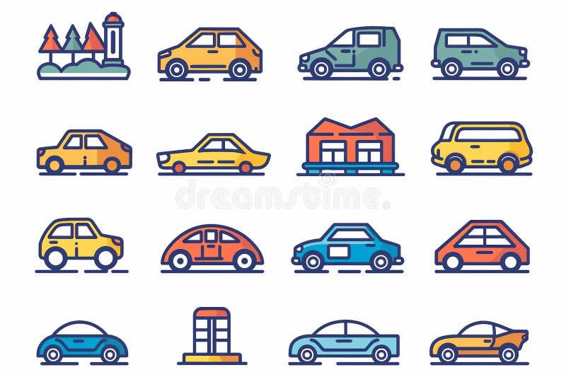 Car Rental Icons on White Background Stock Illustration - Illustration ...