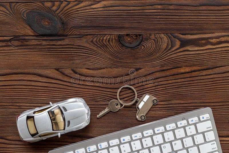 Car Rental Service Concept. Toy Car Near Computer Keyboard Stock Image ...