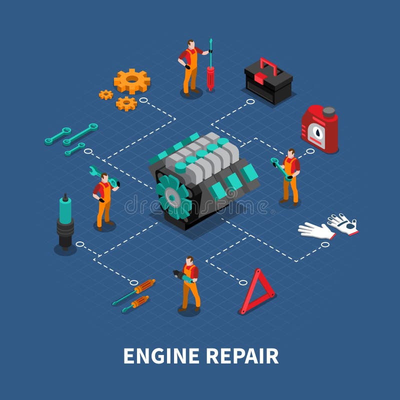 Car Maintenance Service Isometric Flowchart Stock Illustrations – 40 ...