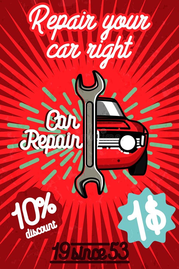 Car repair banner stock vector. Illustration of design - 76095747