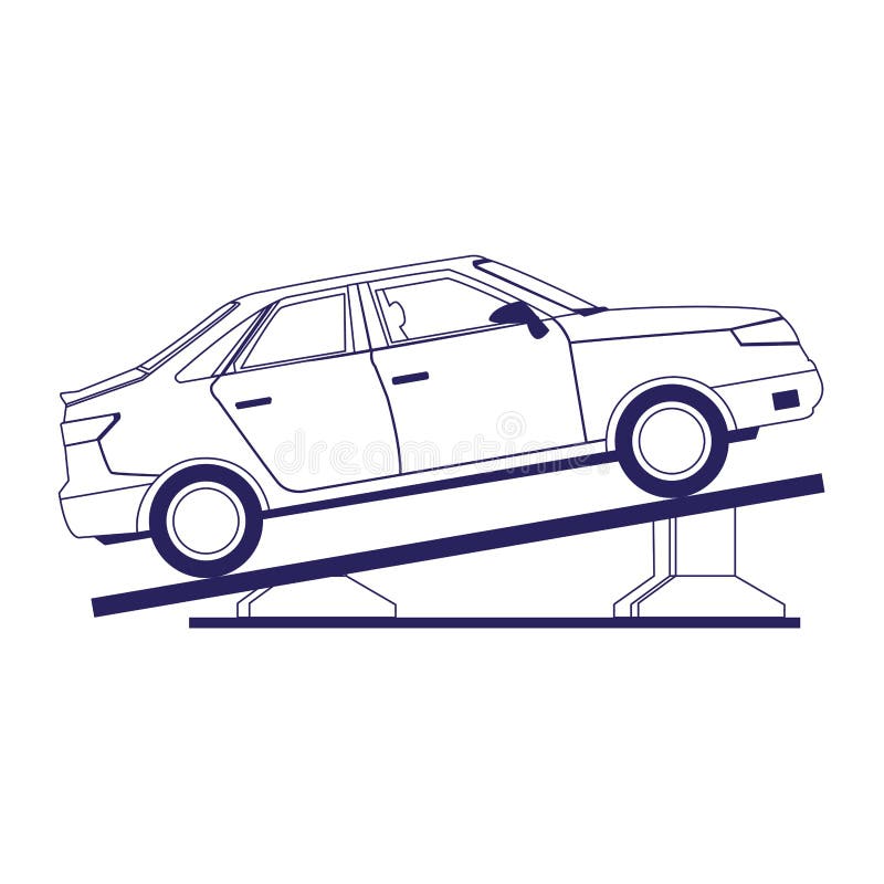 Car Repair Design of Elevated Car in a Lifting Icon Stock Vector ...