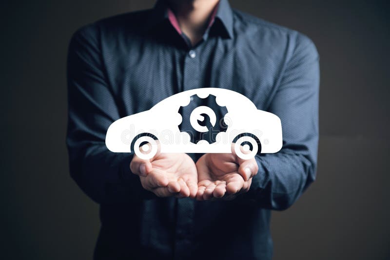 Car Repair and Fix Icon. Man Holding in His Hand Stock Image - Image of ...
