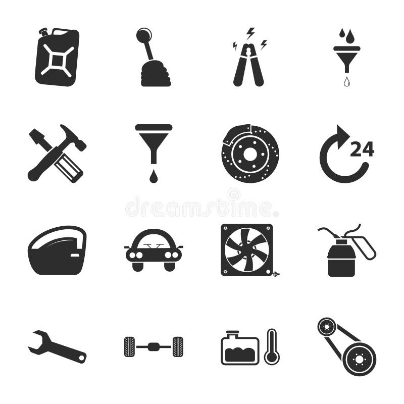 Car Repair 16 Icons Universal Set for Web and Mobile Stock Vector ...