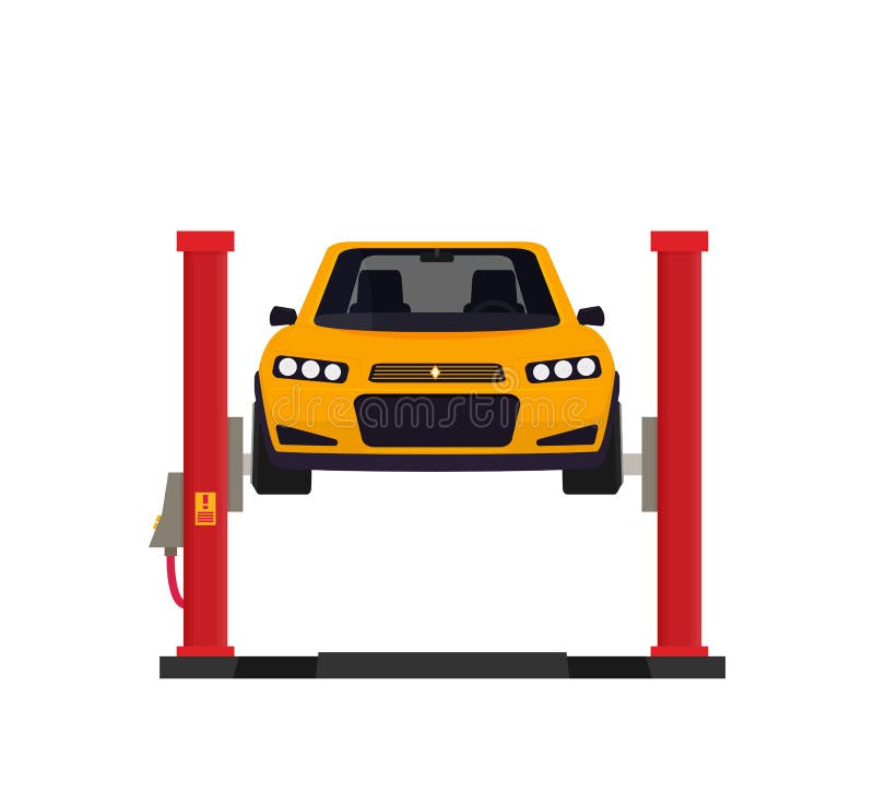 Car Repair. Car Lifted on Auto Lift Stock Vector - Illustration of ...