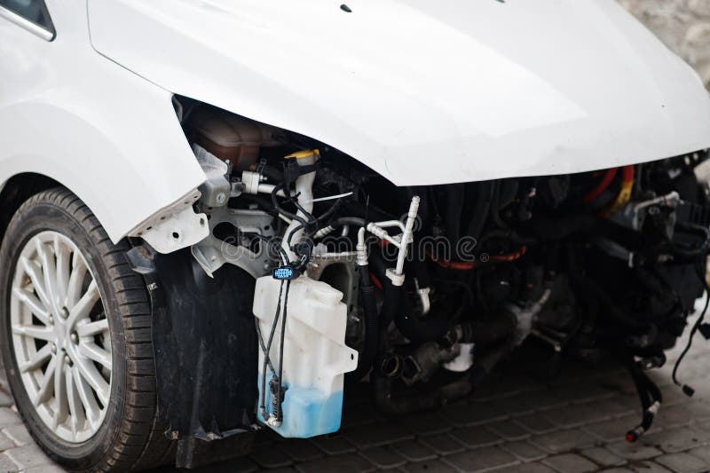 Car Repair and Maintenance Theme. Damaged Car in Auto Service Stock ...