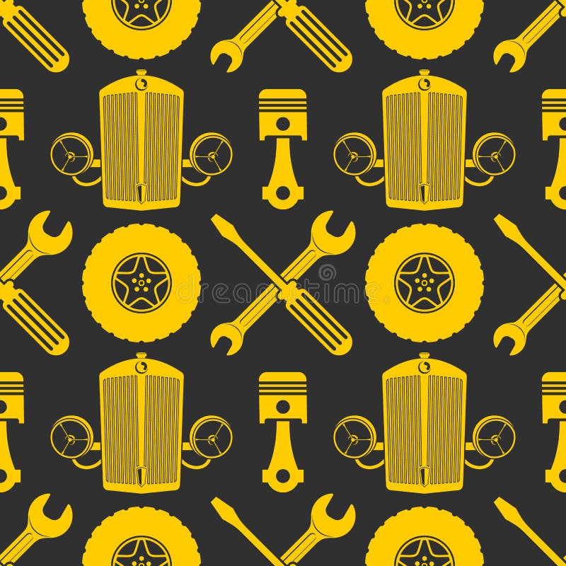 Car Repair Service Seamless Pattern. Flat Vector Stock Vector ...