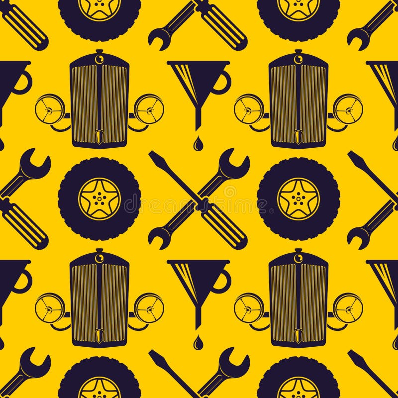 Car Repair Service Seamless Pattern. Flat Vector Stock Vector ...