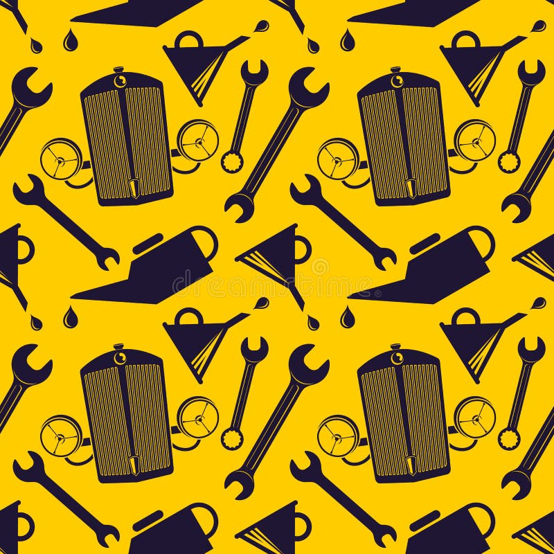 Car Repair Service Seamless Pattern. Flat Vector Stock Vector ...