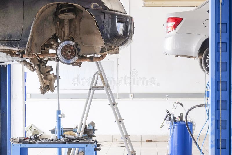 Car repair station stock image. Image of suspended, automotive - 110536581