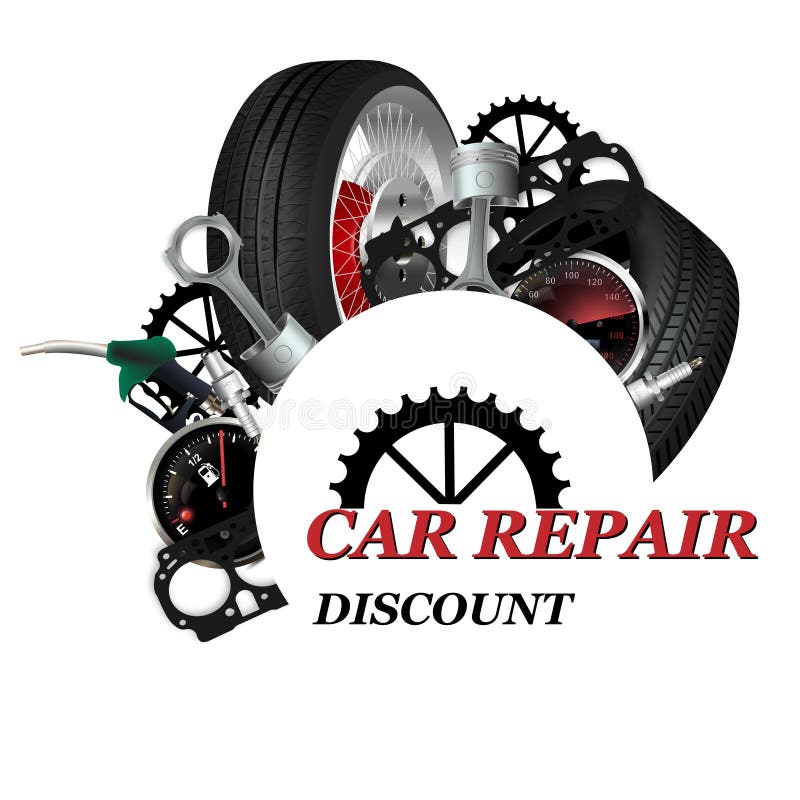 Car Repair. Symbolic Logo, Flyer, Label for a Car Repair and Service ...