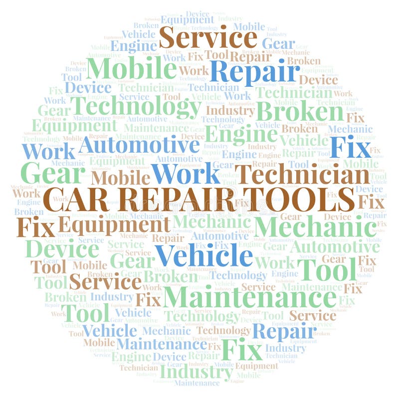 Car Repair Tools Word Cloud Stock Illustration - Illustration of repair ...