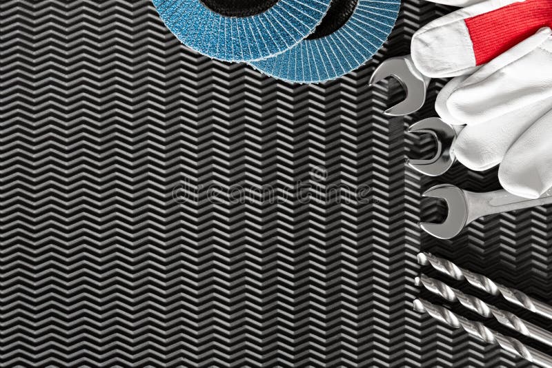 Car Repair Tools, Wrench Tool Set on a Black Texture Background Stock ...