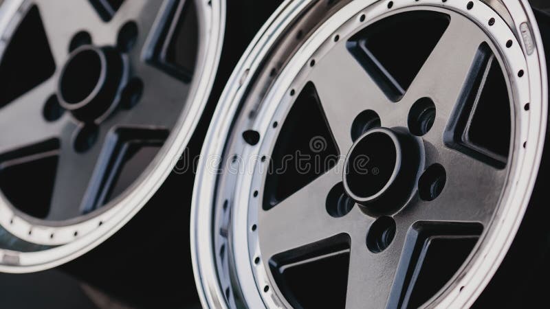 Car Retro Alloy Wheel Isolated on Black Background Stock Photo - Image ...