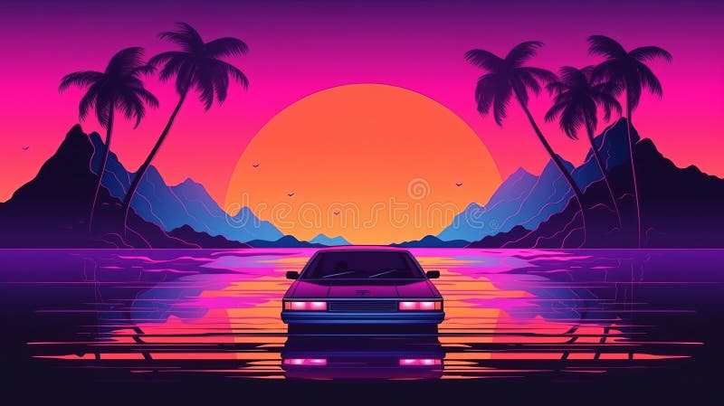Retro Synthwave Car Stock Illustrations – 865 Retro Synthwave Car Stock ...
