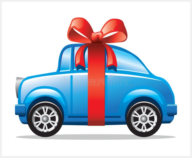 Car with ribbon stock vector. Illustration of gift, birthday - 21041694