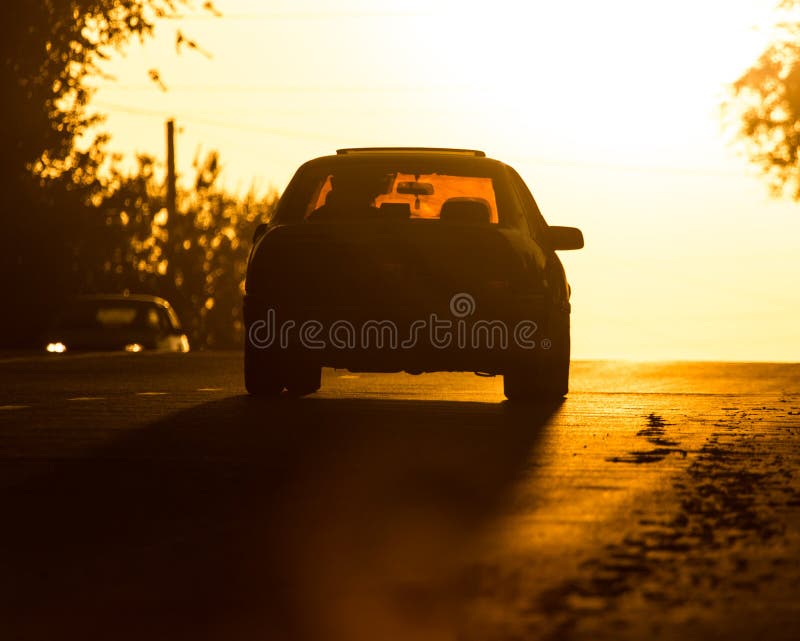 Car Rides on the Road at Sunset Stock Photo - Image of nature, night ...